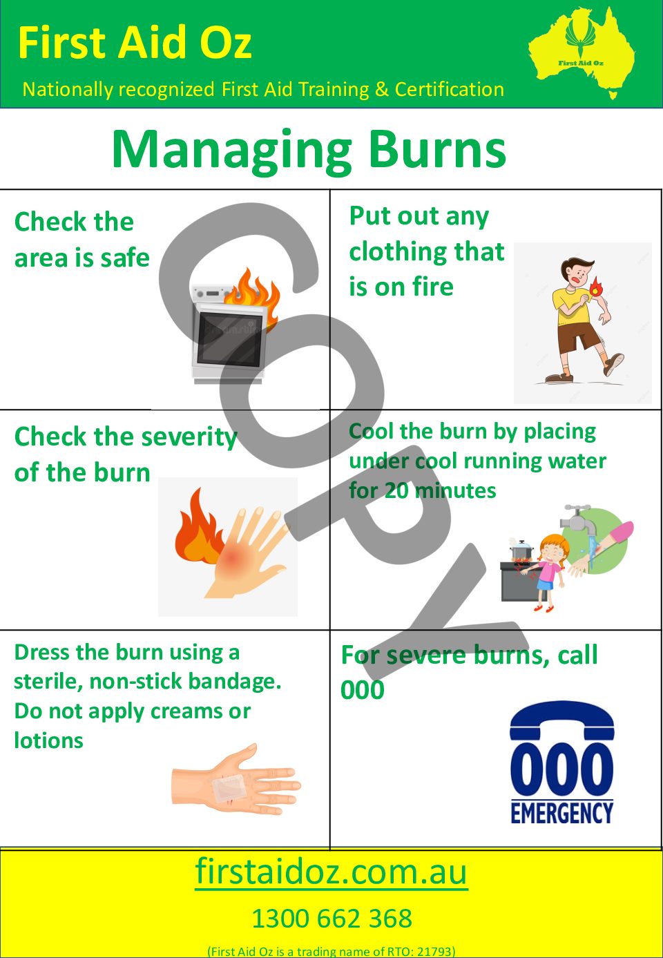 Burns Poster First Aid Oz